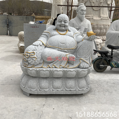 石雕弥勒佛像摆件花岗岩十八罗汉石雕布袋和尚笑佛寺庙广场摆件