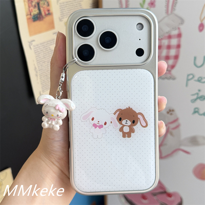 波点甜点兔银边滴胶手机壳