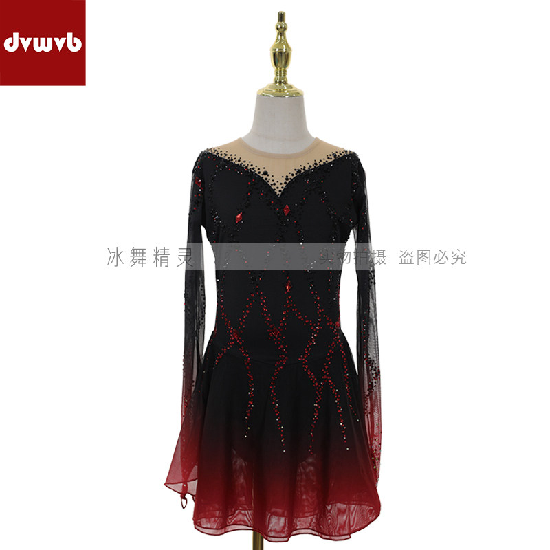 DVWVB定制花样滑冰 烫钻滑冰服滑冰裙表演服考级服儿童成人款X331