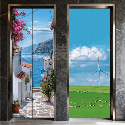 治愈系风景装饰电梯门贴纸自粘