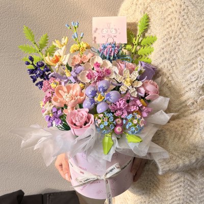 高颜值积木永生花束整套玫瑰积木情人节生日礼物送闺蜜毕业礼