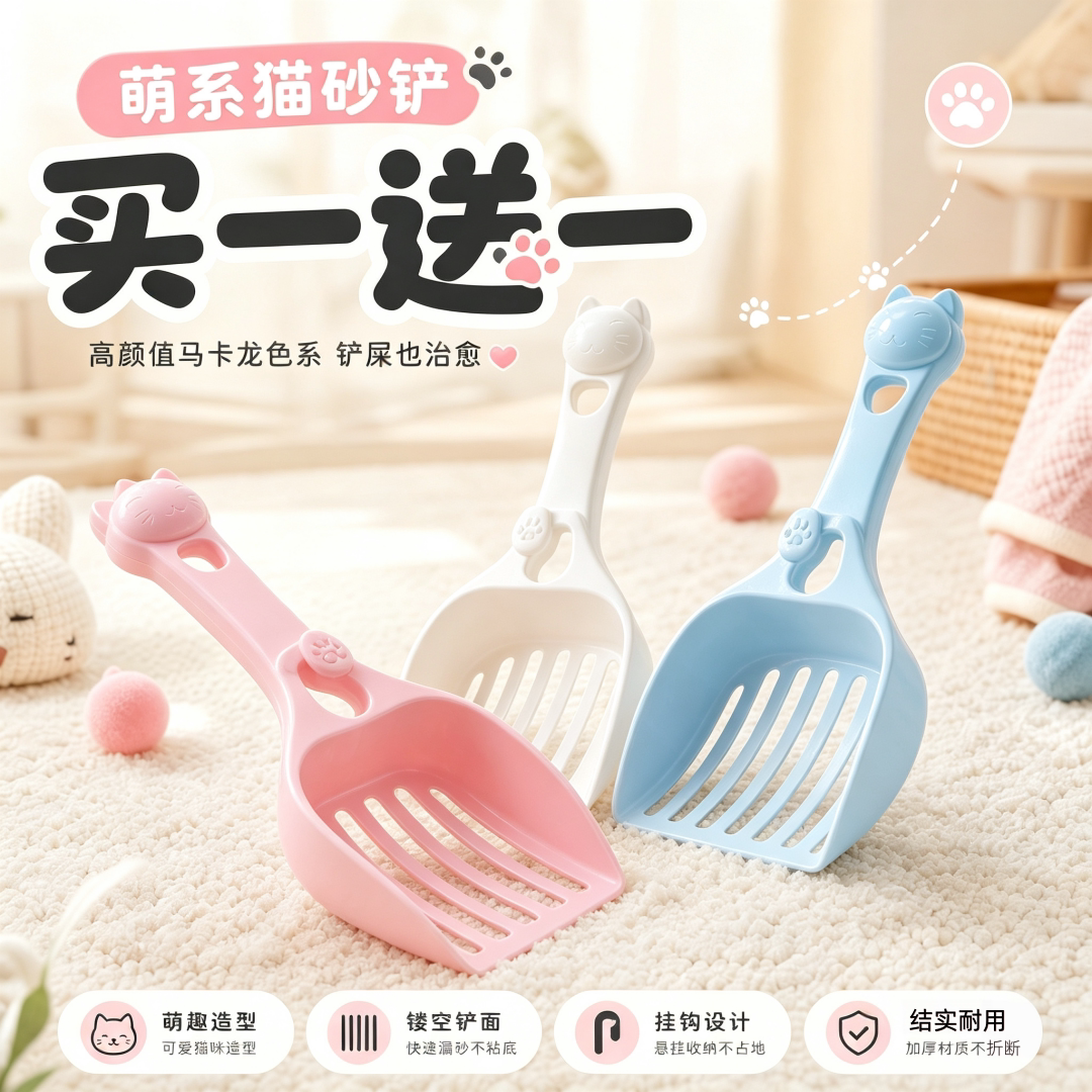 猫砂铲猫屎铲不锈钢铲子专用豆腐砂细孔猫咪金属大号矿砂铲屎神器