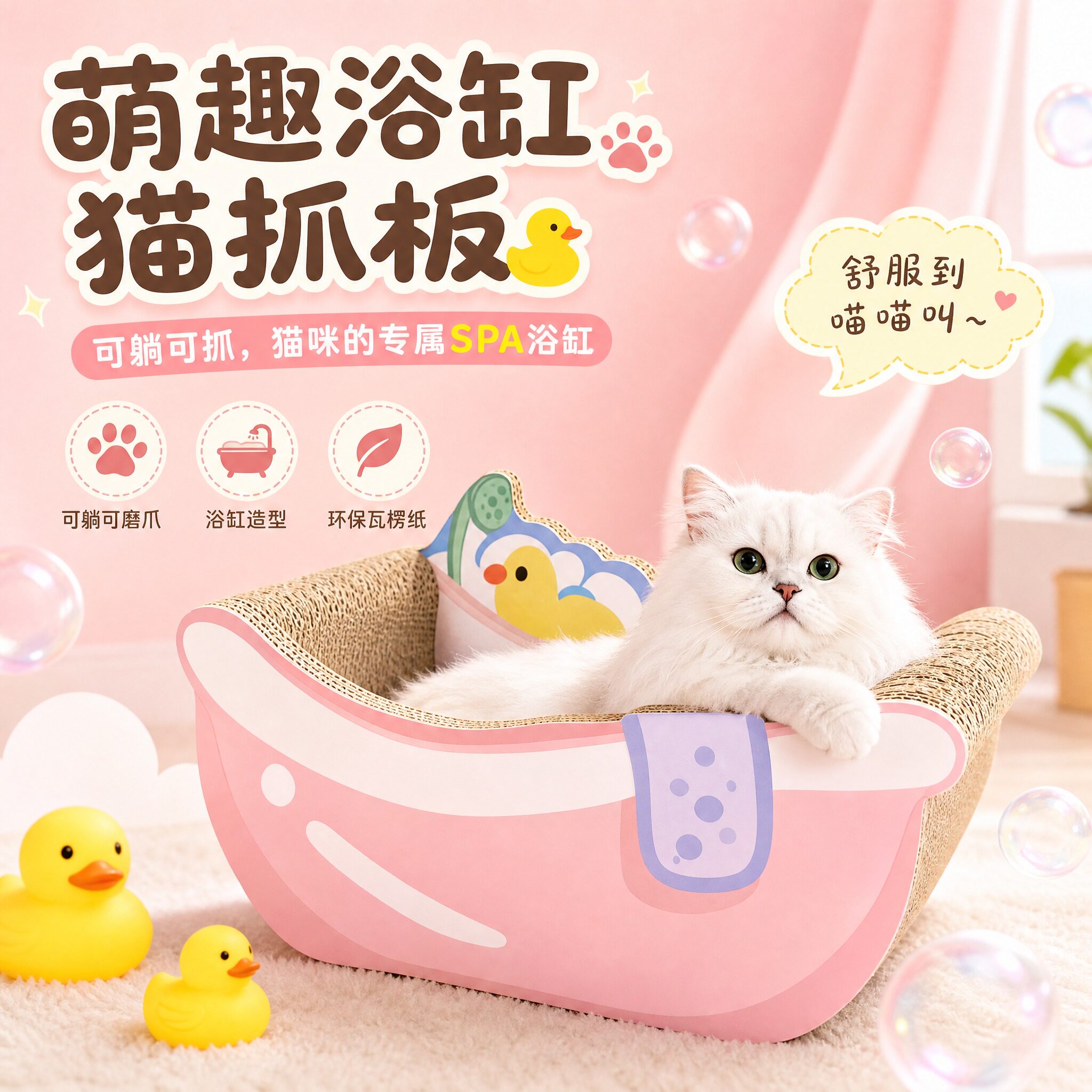 浴缸猫抓板窝瓦楞纸耐用不掉屑猫爪板耐磨立式磨爪器大号猫咪玩具