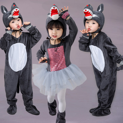 元旦男女大灰狼儿童演出服