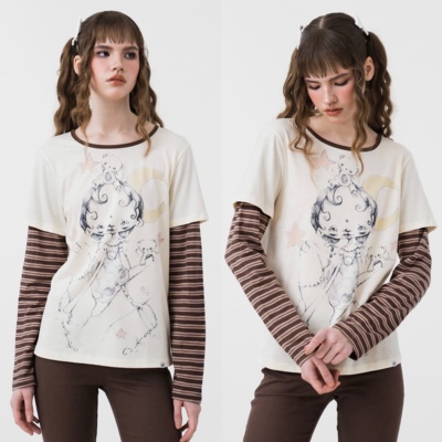 sixthdimension复古假两件T恤