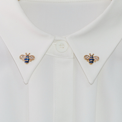 森系蓝色水钻蜜蜂领针衬衣领角装饰领针时尚胸针领扣领花西装胸花