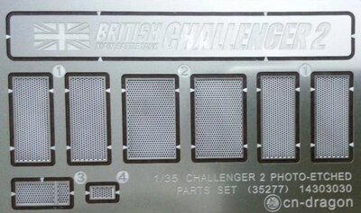 CN龙35277 1/35 英国挑战者II坦克引擎散热网蚀刻片 配田宫