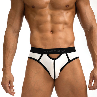 GTOPX 单层U凸囊袋棉质男士三角裤 欧美个性修身低腰内裤