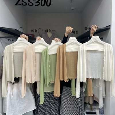 佐伊-夏款简约百搭木耳边休闲针织开衫