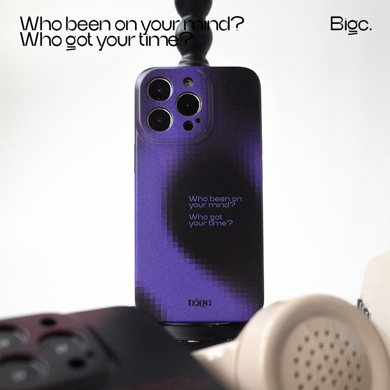 Bigc弥散蓝色马赛克适用苹果14/13/12pro max防摔全包磨砂手机壳