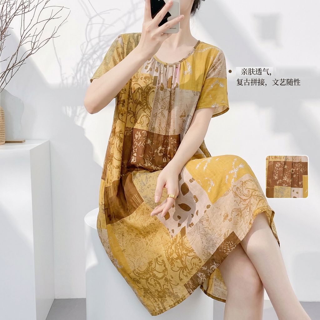 2026新款印花中老年女士夏季无袖民族风可外穿度假风家居服背心裙
