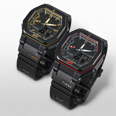 海外代购TIMEX天美时联名UFC Colossus45毫米树脂表带八角形手表