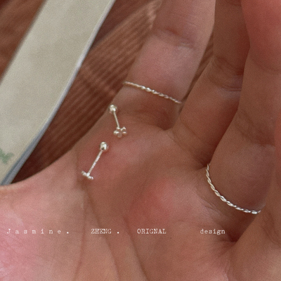 法式甜美小花999银针防过敏耳钉