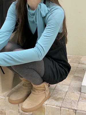 直邮 wearraw 25fw 韩国东大门小众领部飘带设计修身长袖T恤女