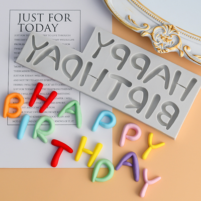 硅胶模具生日快乐happy birthday翻糖巧克力英文字母蛋糕装饰插件