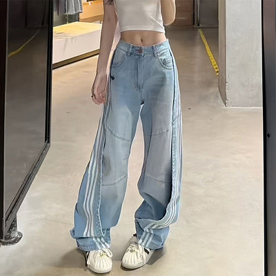 阿迪达斯三叶草女子宽松牛仔长裤