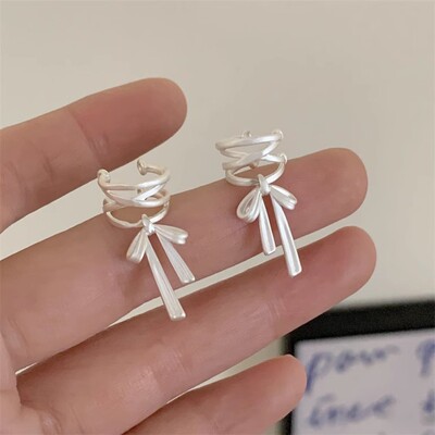 纯白丝带灵动mini版｜耳骨夹RINGRING商店耳夹无耳洞芭蕾风耳饰女