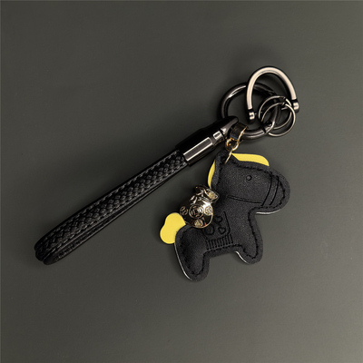 马上有钱手工牛皮汽车钥匙扣挂件精致简约个性男女情侣钥匙链挂绳