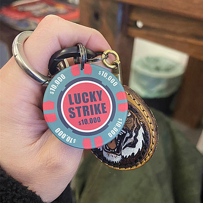 2025新年好运好彩陶瓷筹码车钥匙扣美式包挂件饰吊坠男生生日礼品