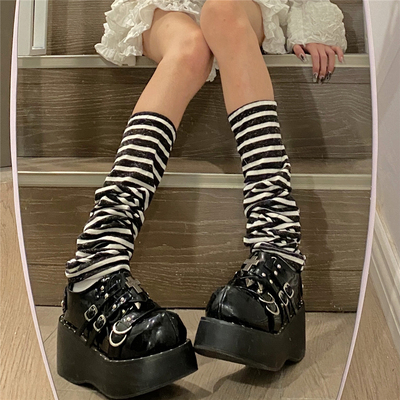 y2k亚文化女条纹直筒堆堆袜套