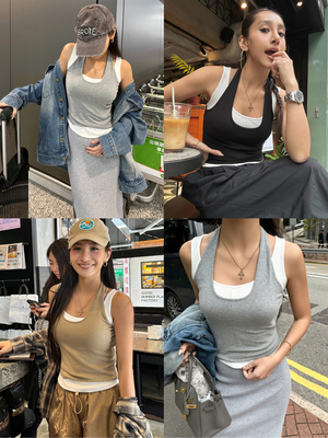 假两件丸丸背心休闲休闲