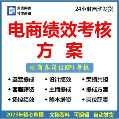 电商公司岗位员工KPI薪酬绩效考核方案直播主播运营客服提成表格