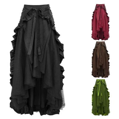系带不规则荷叶边半裙 Irregular ruffle edge tied with straps