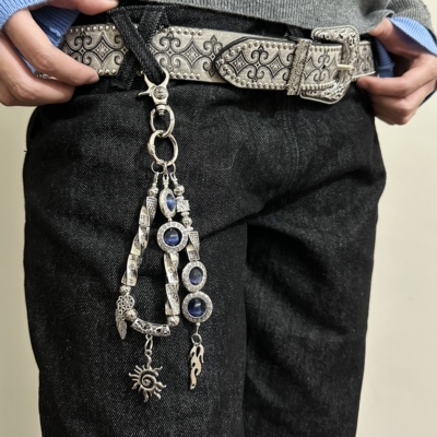 DomyLand合金珠紫眼金属感手工串珠钥匙扣配件潮流穿搭腰间挂饰品
