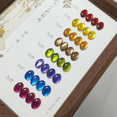 MI MAGPIE【时光里】8色美拉德琥珀色玻璃珠猫眼甲油胶秋冬显白