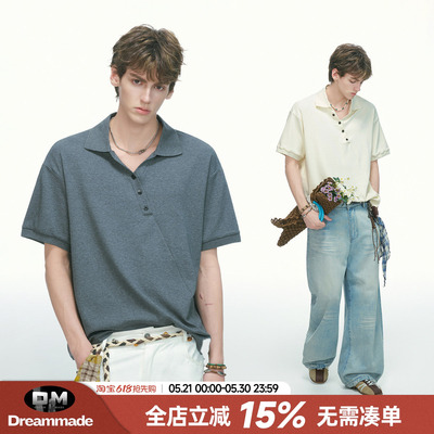 Dream made 老钱风海鸥领短袖polo衫男夏季新款透气人夫感半袖T恤