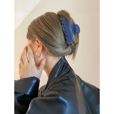 Busan时尚复古波点醋酸抓夹emijay同款甜美高级感鲨鱼夹发夹发饰