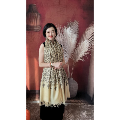 克什米尔披肩通勤赴宴一针一线从容优雅卡尼款披肩03001