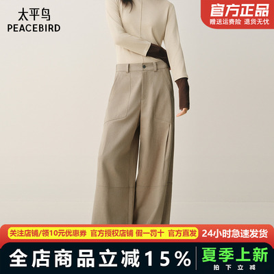 张婧仪同款太平鸟商场同款25冬季高腰阔腿工装休闲裤女A3GBF4159