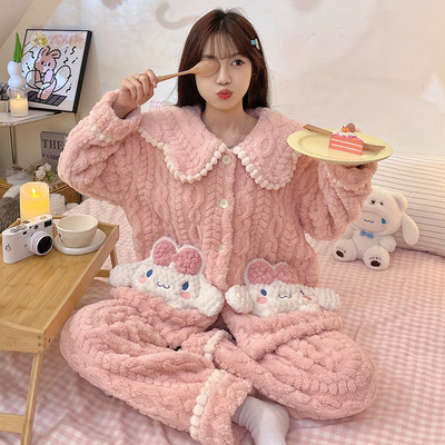 加厚加绒珊瑚绒法兰绒女士