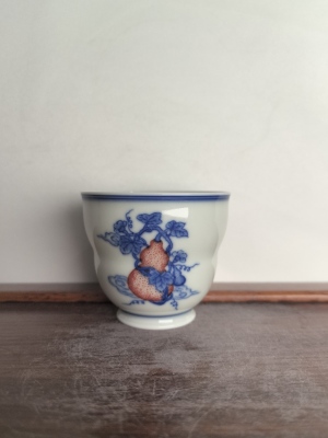 长物居柴窑景德镇瓷器手绘青花釉里红主人杯品茗杯茶盅功夫杯特惠