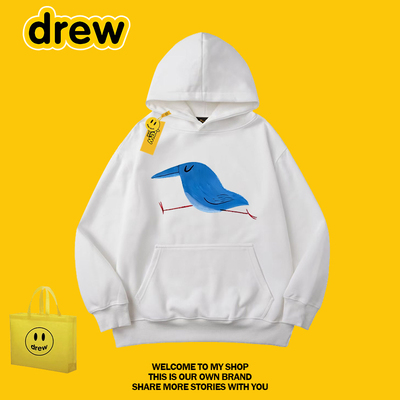 DREW卡通小鸟印花连帽卫衣重磅