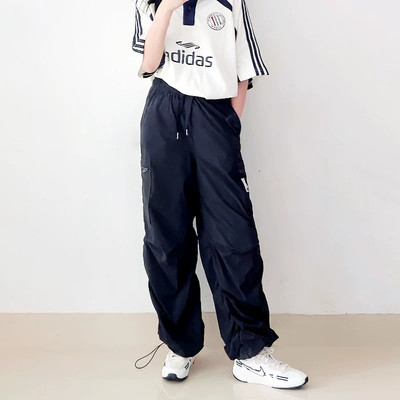 adidas三叶草女宽松伞兵工装裤