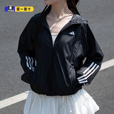 阿迪达斯正品宽松三条纹运动健身