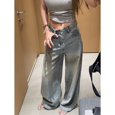 skibyTannin水洗阔腿牛仔裤