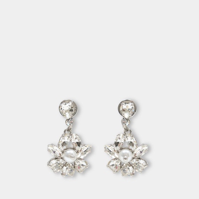 Simone Rocha 心形花朵水滴耳环 - 水晶 - 象牙色