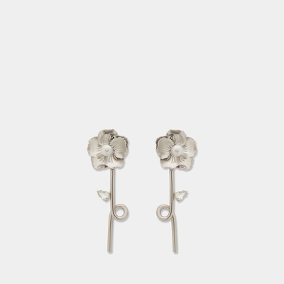 Simone Rocha Blooming Poppy Drip 花朵滴状耳环 - 金属 - 银色