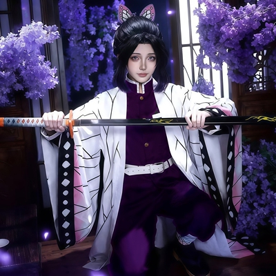 【现货】蝴蝶忍cos服 鬼灭之刃cosplay服紫色刺绣鬼杀队服