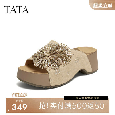 TATA他她拖鞋2026夏季新款凉鞋百搭时尚厚底勃肯凉拖鞋CML08BT6