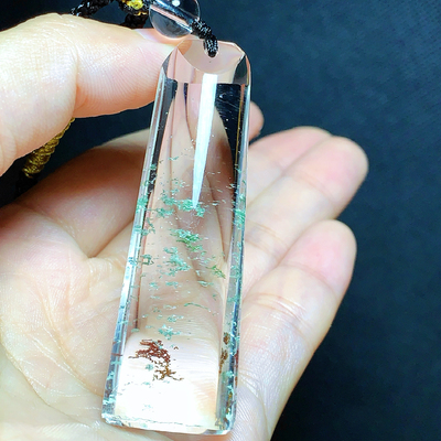 天然绿幽灵无事牌吊坠男女款项链