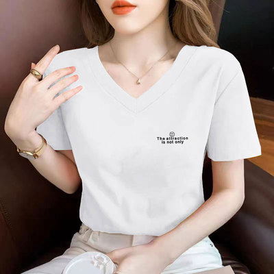 纯棉白色t恤女夏季短袖