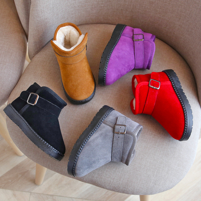 2024冬季新款儿童雪地靴宝宝加厚棉鞋女童短靴男保暖童鞋小中大