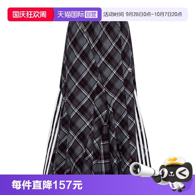 【自营】Adidas阿迪达斯女休闲运动三叶草半身裙格纹裙子KT6381