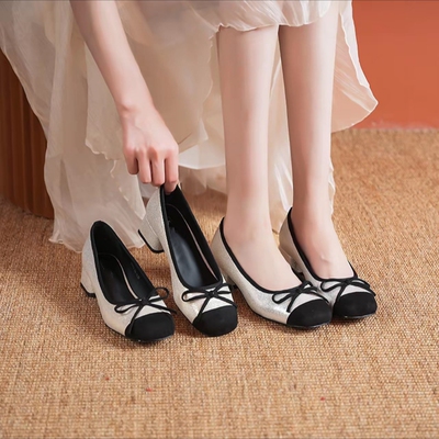 蝴蝶结时尚洋气浅口单鞋女
