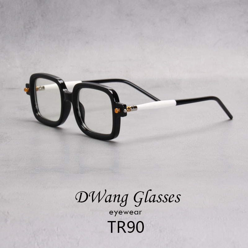 大粗方框眼镜小众日系男潮工装风个性镜框女TR90拼色防蓝光配近视_虎窝淘