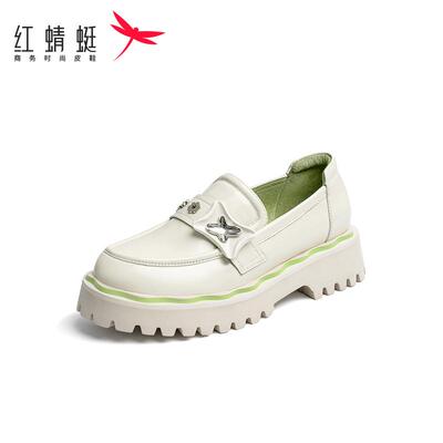 REDDRAGONFLY/红蜻蜓软厚底英伦学院风甜美拼色乐福鞋女WGB22217